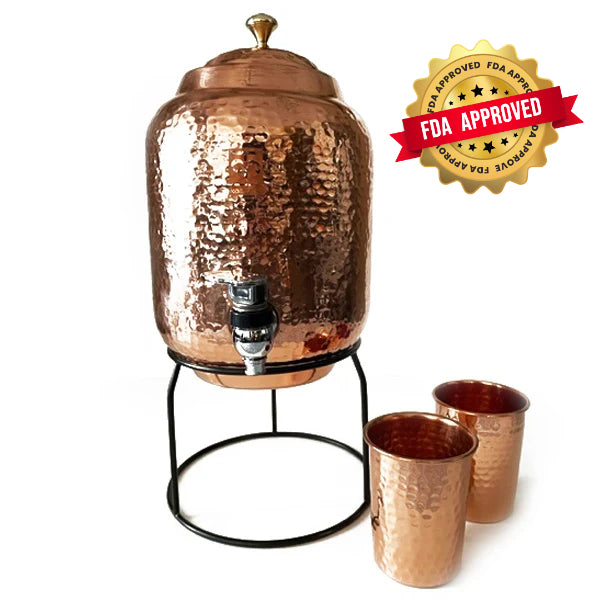 Ayurvedic Copper Water Dispenser with Stand & Cups | Kaarigar ...